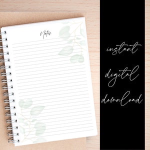 Printable Stationary, Printable Notes, Printable Lined Paper, Digital ...