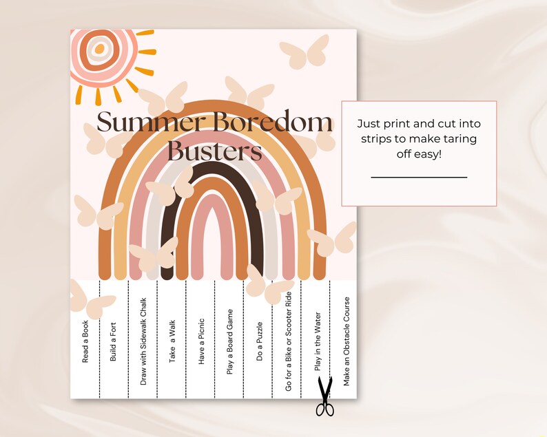Printable Summer Boredom Buster Tear-off Sheet, Boredom Busters ...