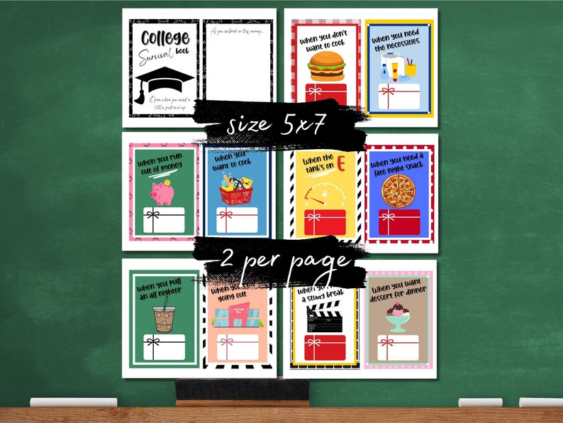 Printable Graduation Gift Card Book, Grad Survival Gift Card Book ...