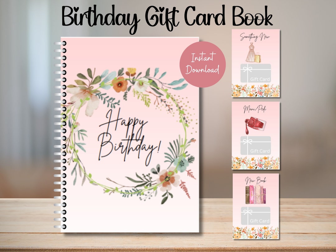 Printable Birthday Gift Card Book, Gift Card Book, Birthday Gift ...