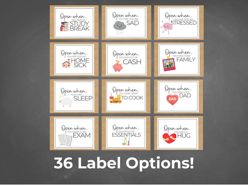 Printable College Open When Envelope Labels, College Survival, College ...