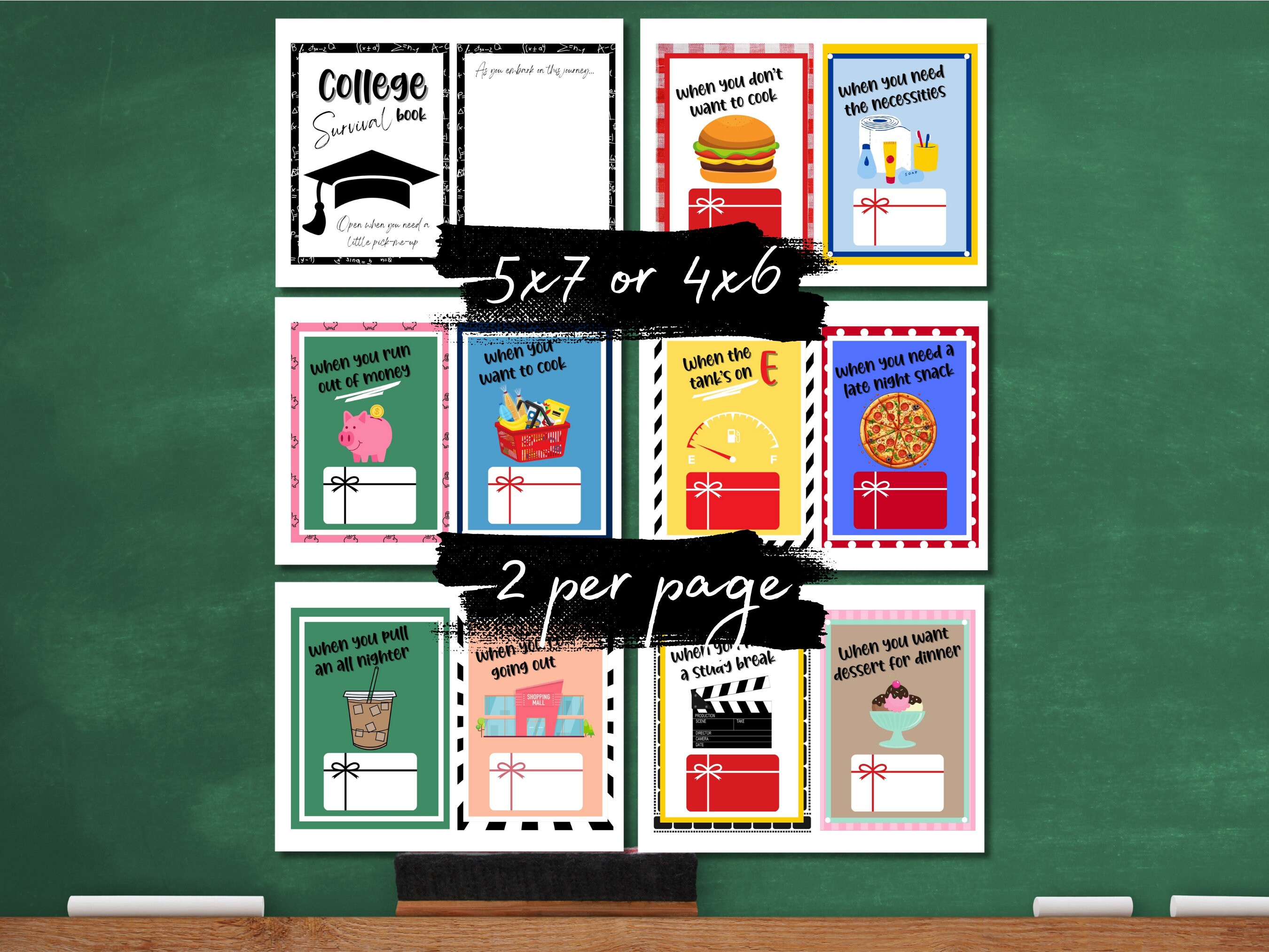 Printable College Survival Gift Card Book, Gift Card Book, College Gift ...