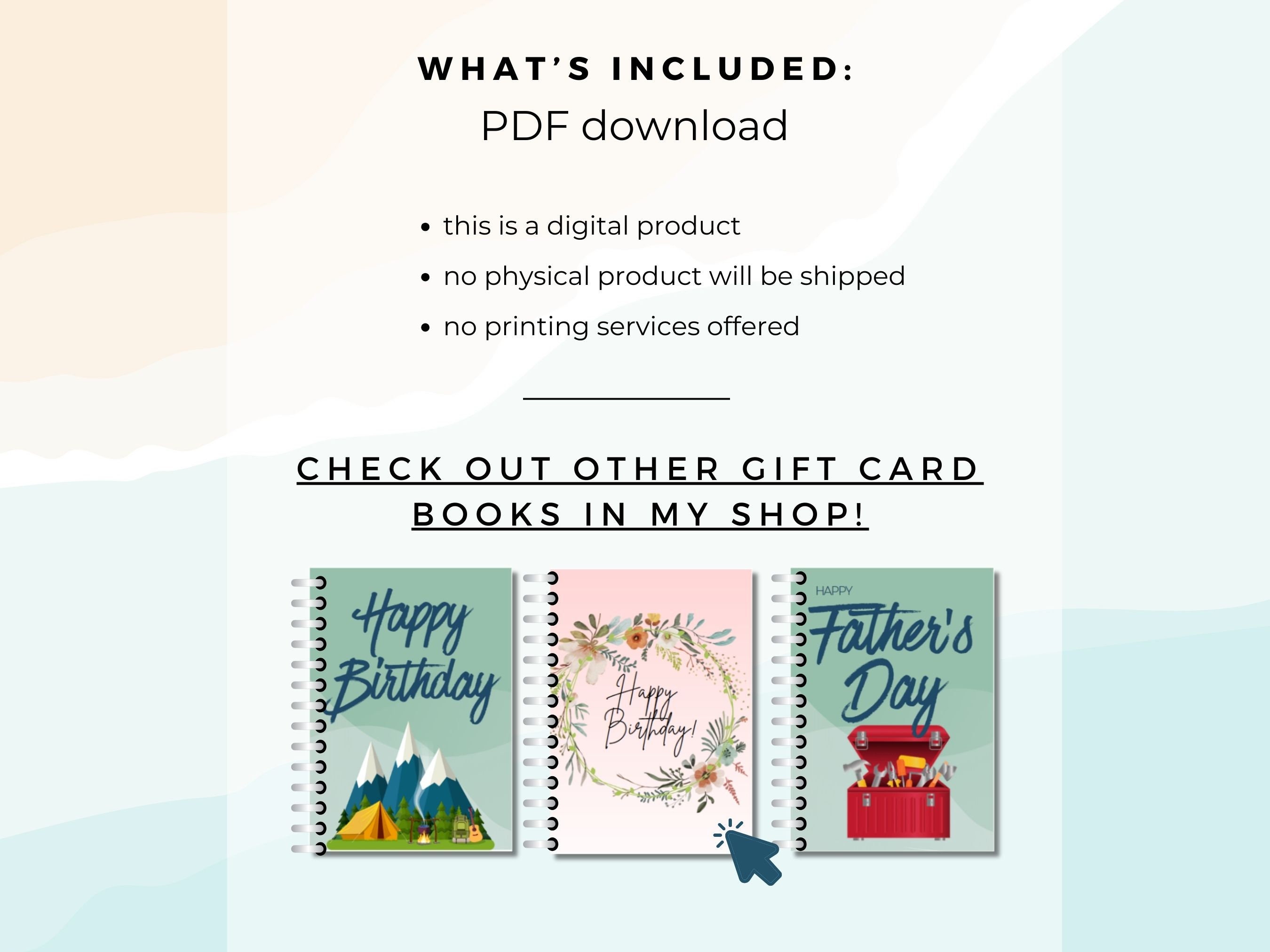 Printable Teacher Gift Card Book, Gift Card Book, Teacher Gift, School ...