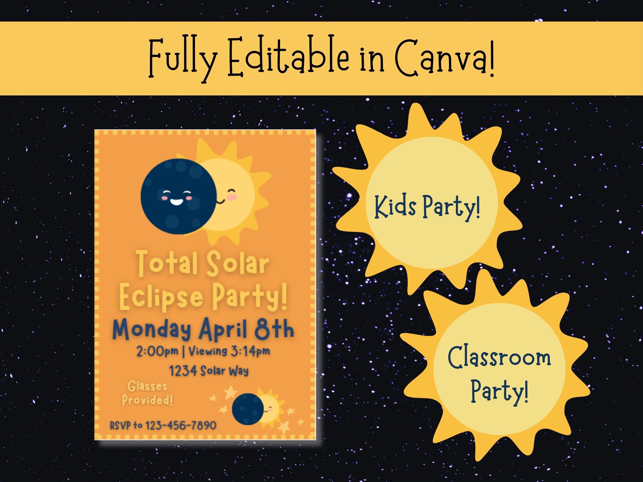 Solar Eclipse Party Invitation, Total Solar Eclipse, Eclipse 2024 ...