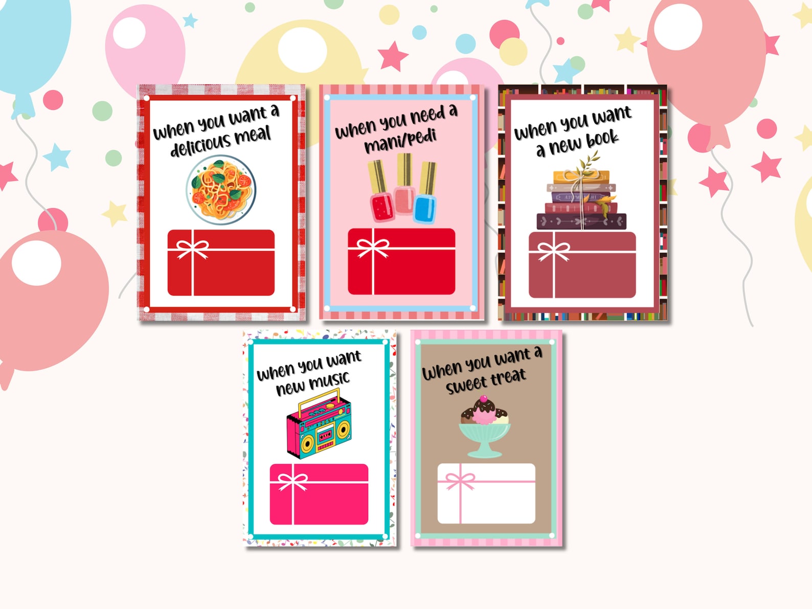 Printable Birthday Gift Card Book, Gift Card Book, Birthday Gift ...