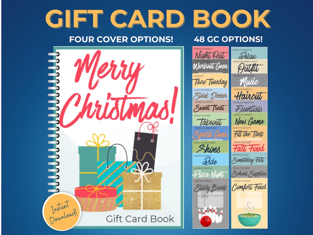 Printable Christmas Gift Card Book, Printable Holiday Gift Card Book ...