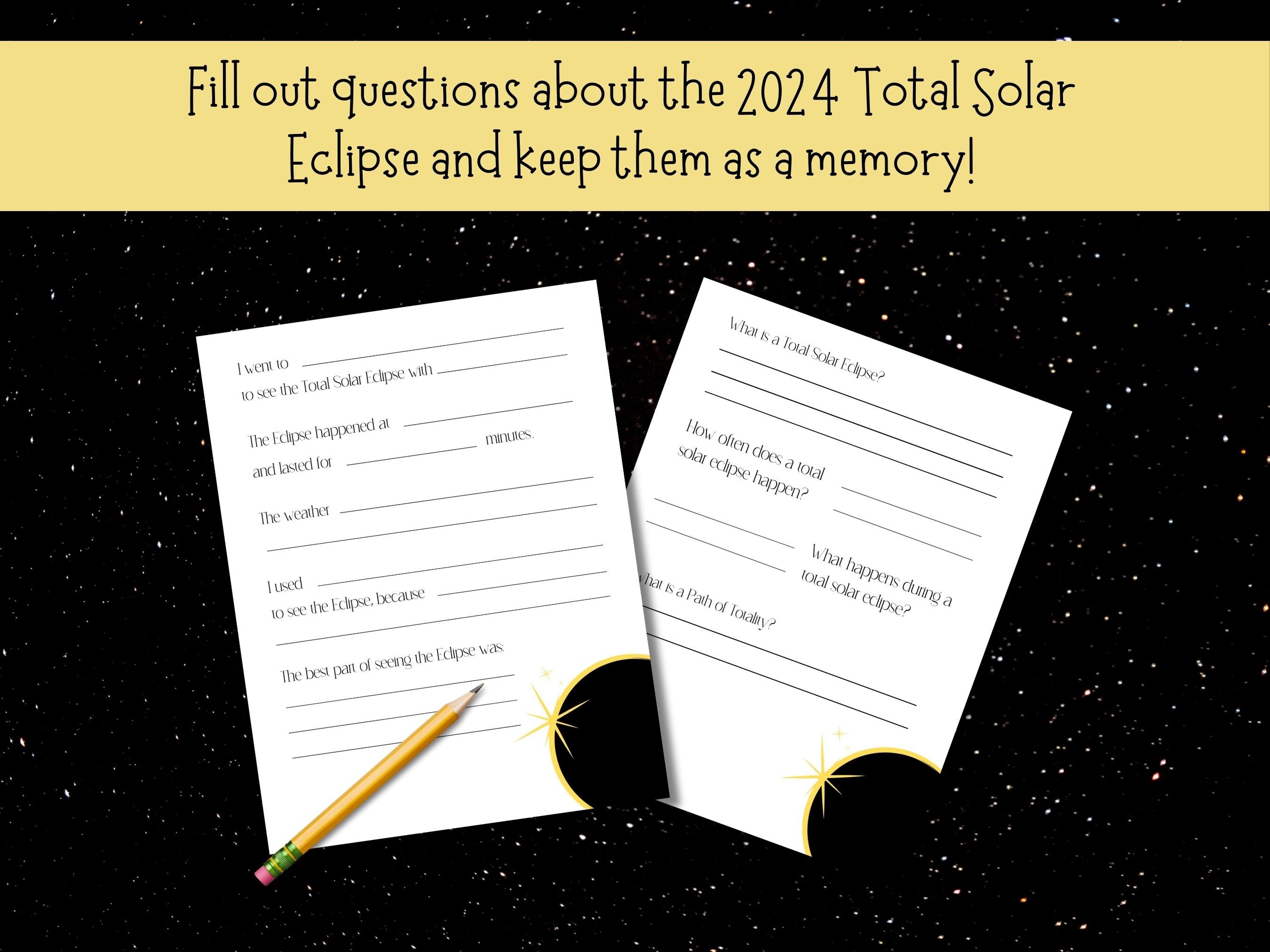 Solar Eclipse Activity Printable, Total Solar Eclipse, Eclipse 2024 ...