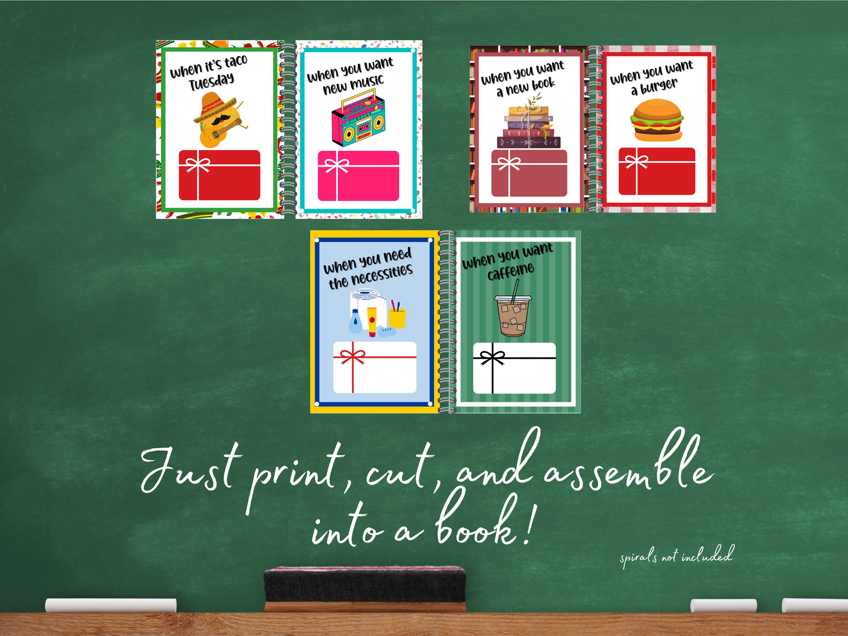 Printable College Survival Gift Card Book, Gift Card Book, College Gift ...