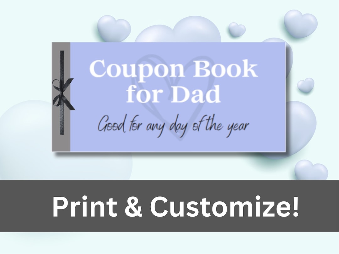 Printable Coupon Book for Dad, Fathers Day, Dad Birthday, Handmade Gift ...