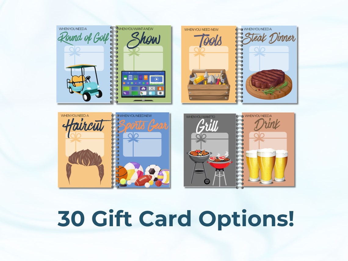 Printable Birthday Gift Card Book, Gift Card Book for Men, Gift Card ...