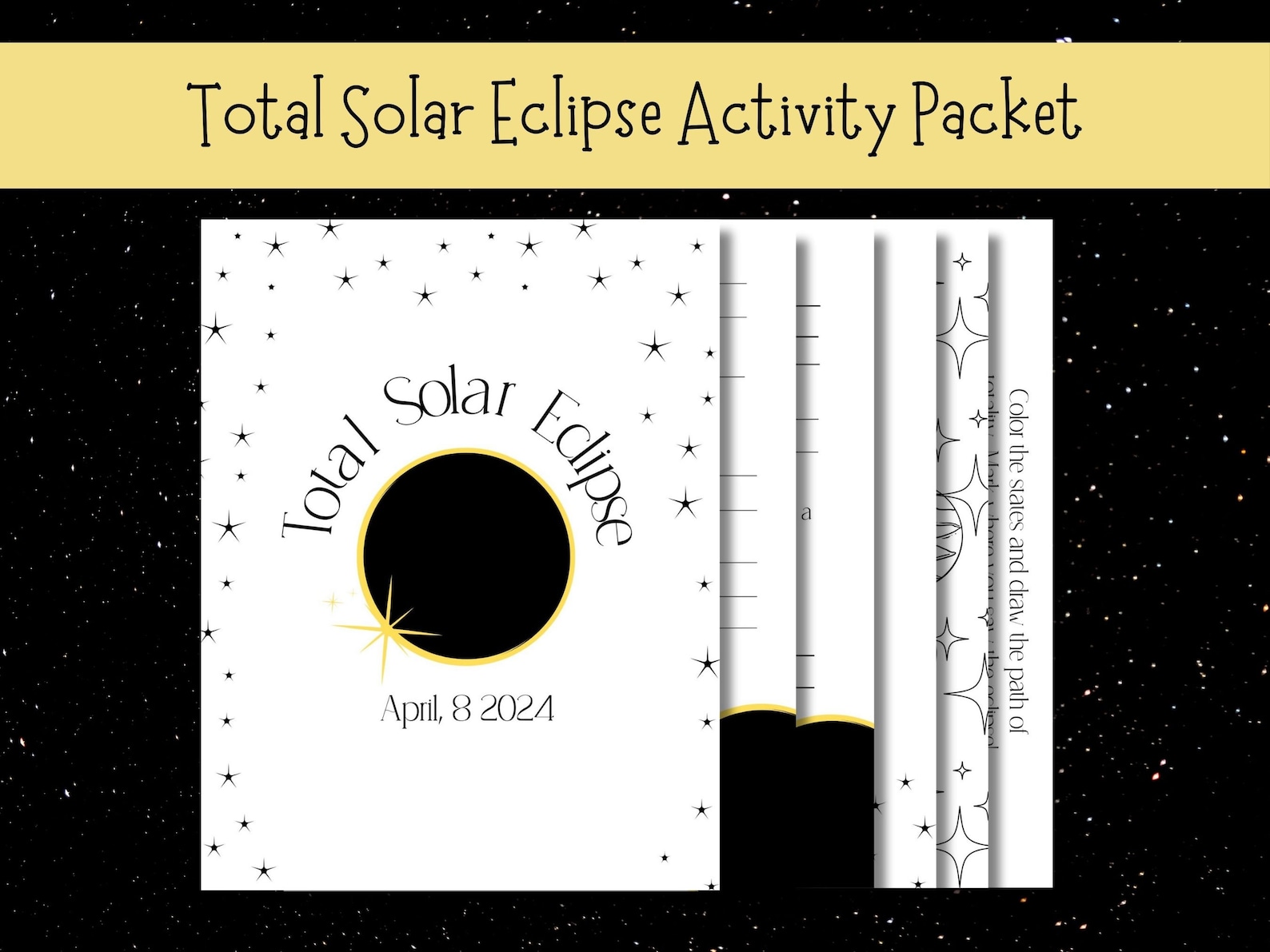 Solar Eclipse Activity Printable, Total Solar Eclipse, Eclipse 2024 ...