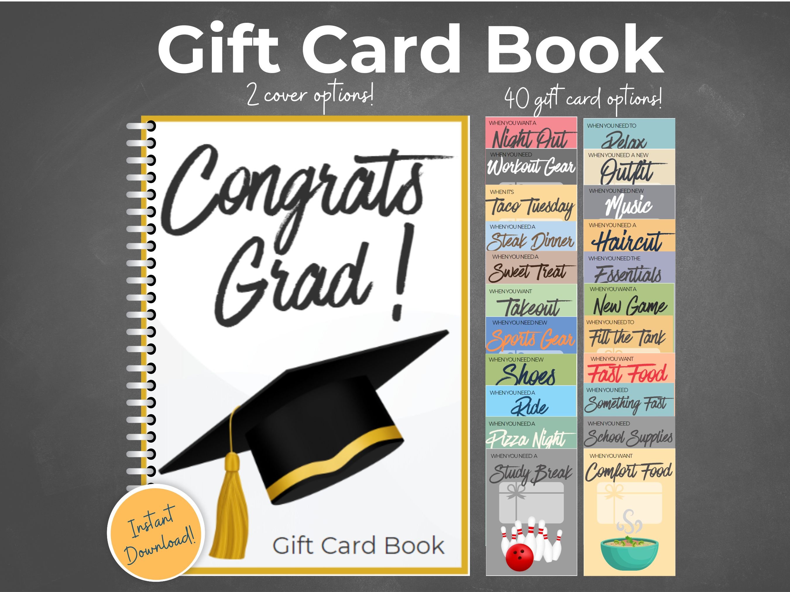 Printable Graduation Gift Card Book, Grad Survival Gift Card Book ...