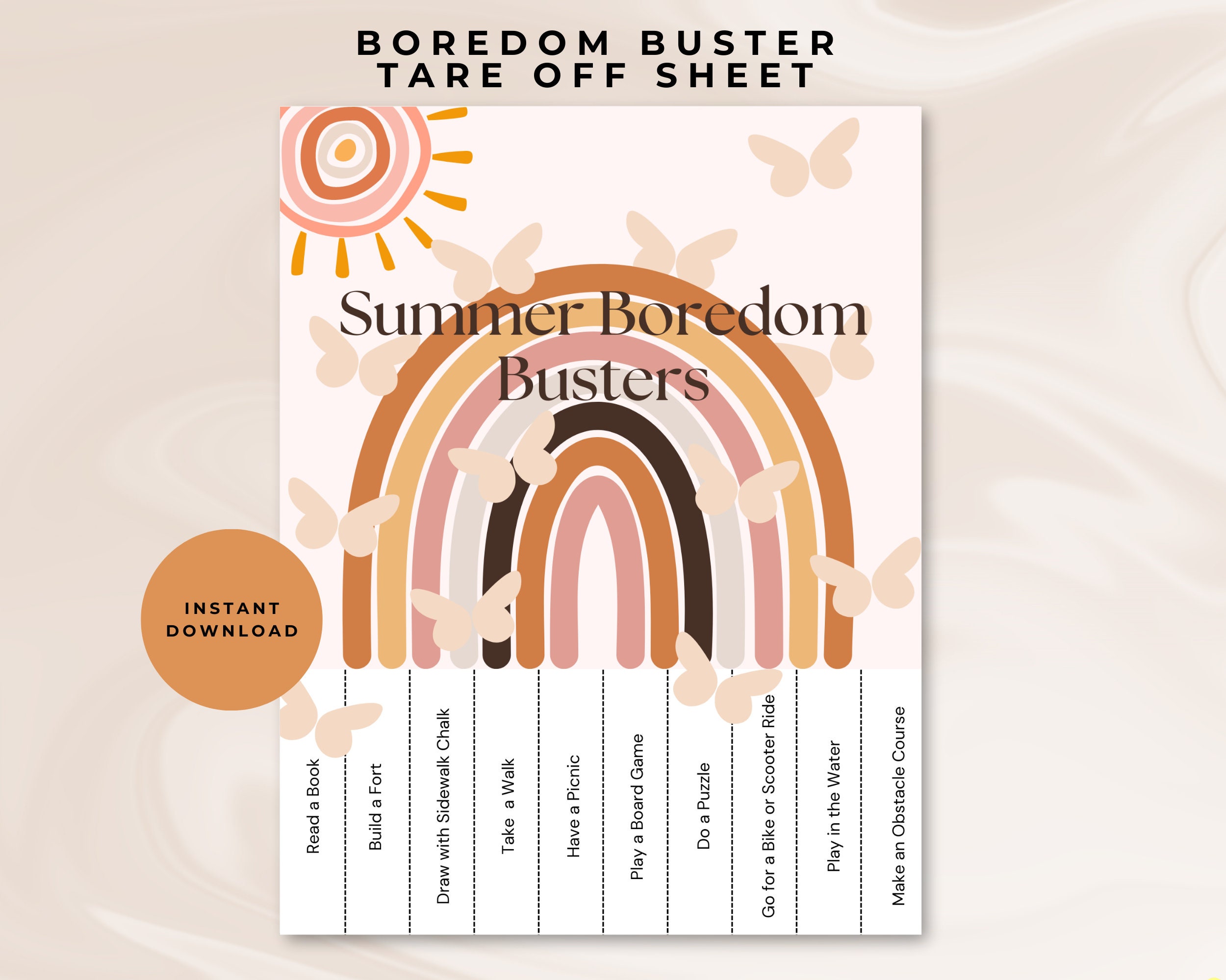 Printable Summer Boredom Buster Tear-off Sheet, Boredom Busters ...