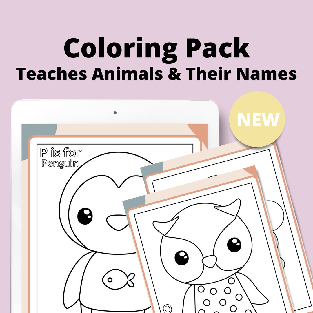 Animal Alphabet Coloring Pages, Educational PDF Activity Pack - Etsy