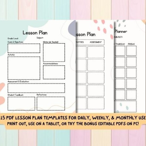 Editable Lesson Plan - Etsy
