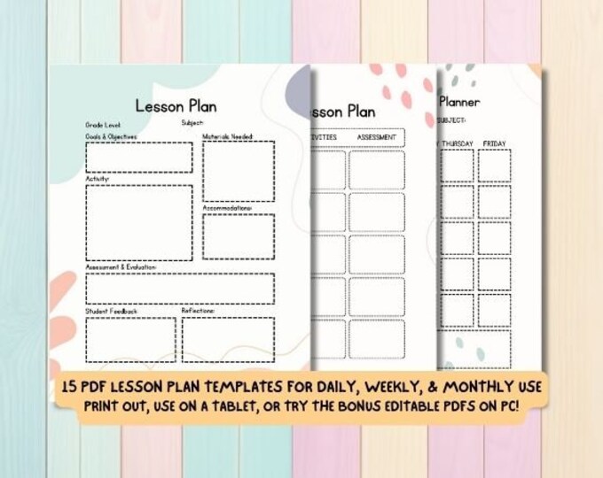 Lesson Plan Template EDITABLE - Etsy Canada