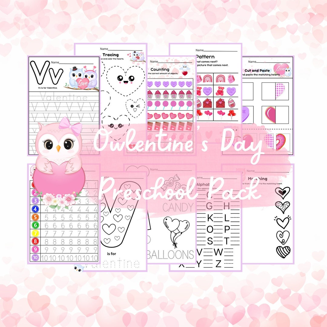 Owlentines Day Preschool Pack Printable Valentine February Vday Prek ...