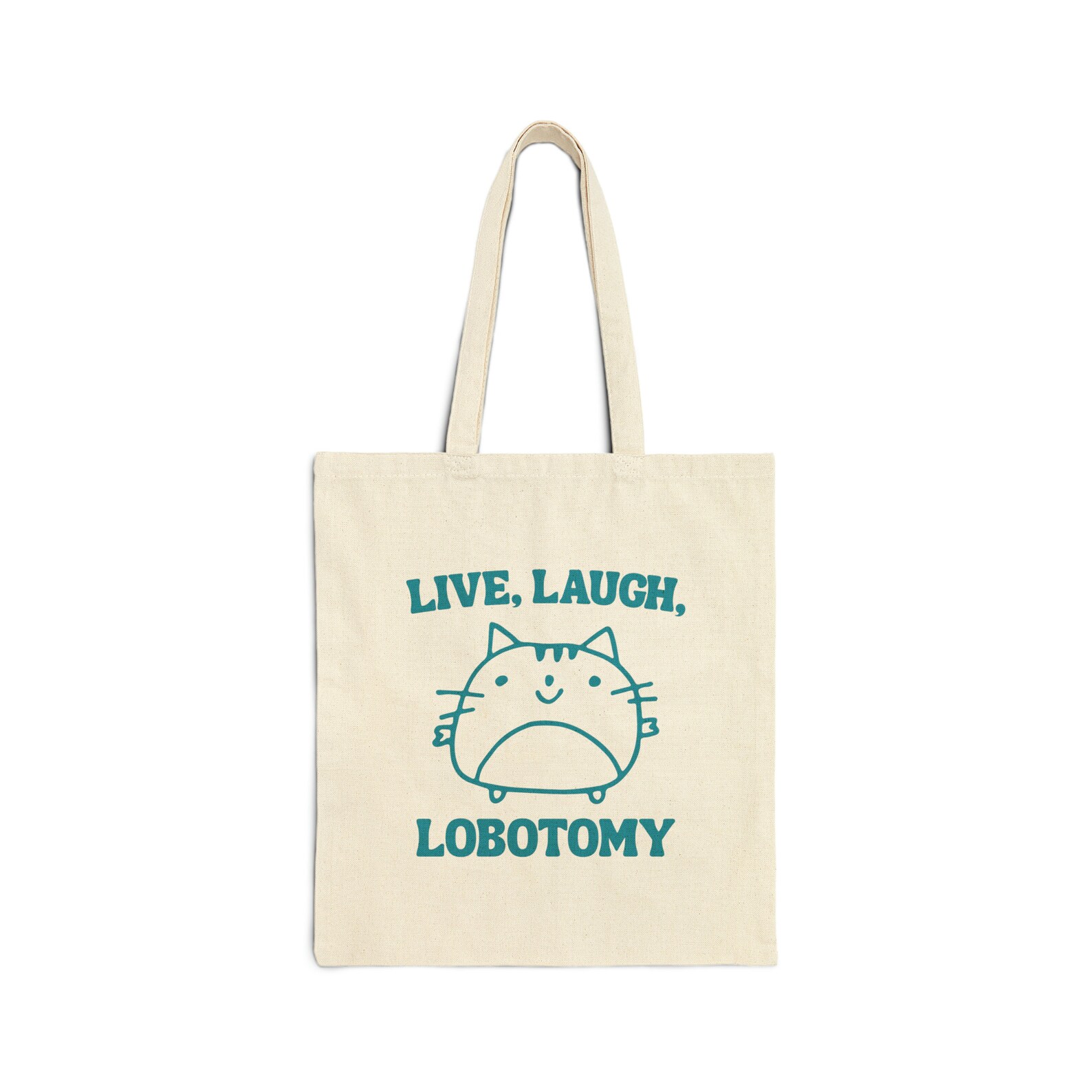 Live Laugh Lobotomy Silly Tote Bag, Cat Tote Bag, Funny Drawing ...