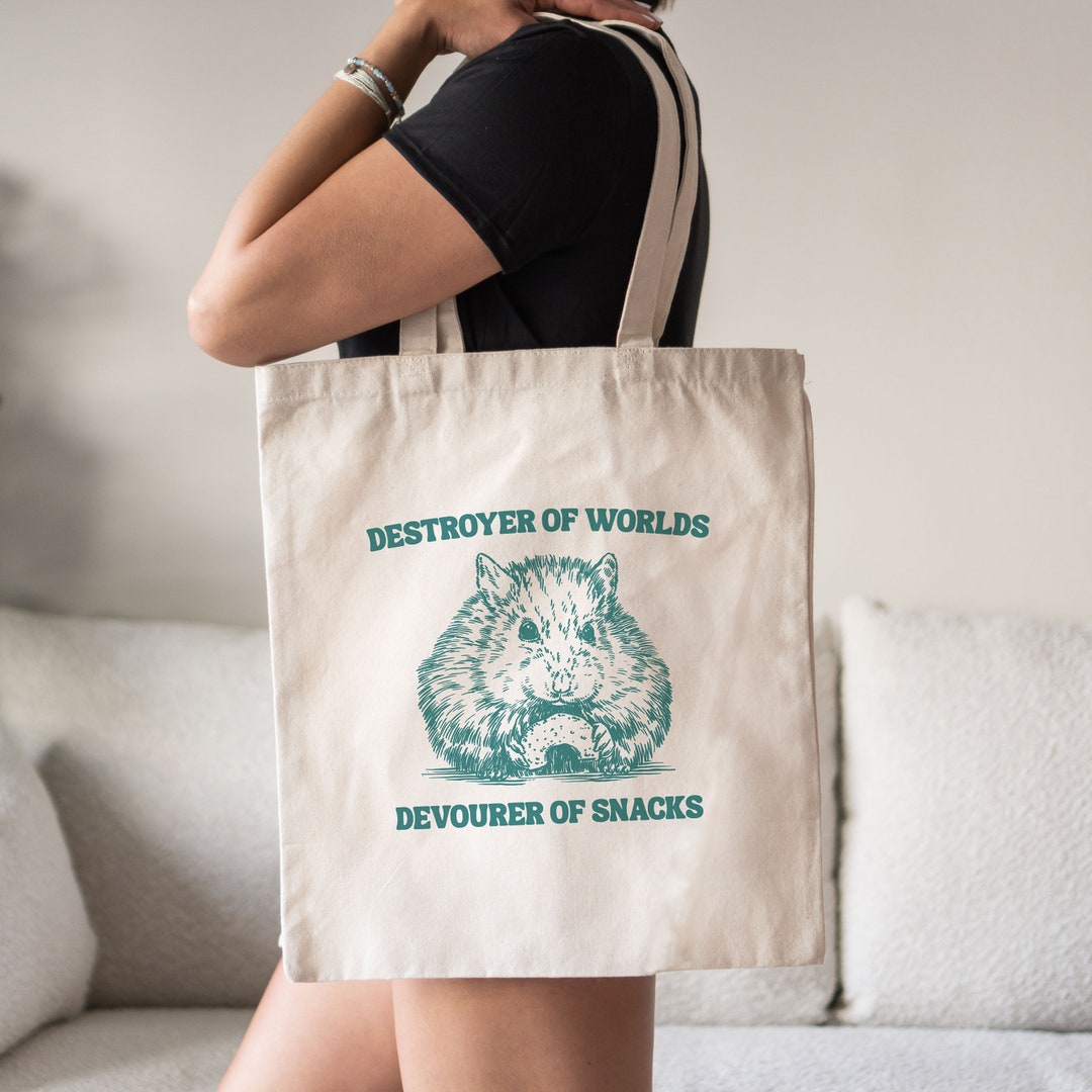 Destroyer of Worlds Devourer of Snacks Silly Tote Bag, Hamster Tote Bag ...