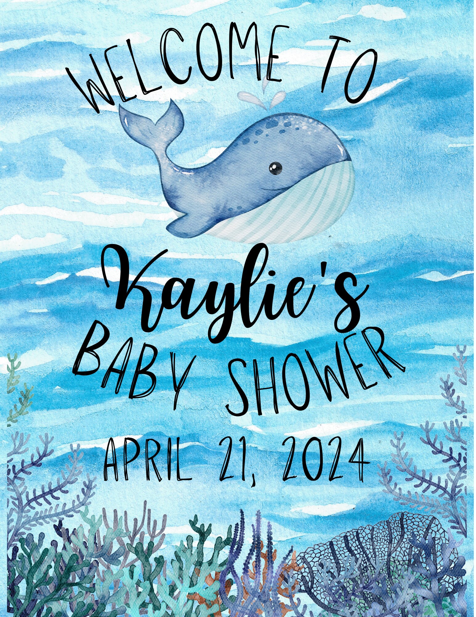 Whale Baby Shower Welcome Sign - Etsy