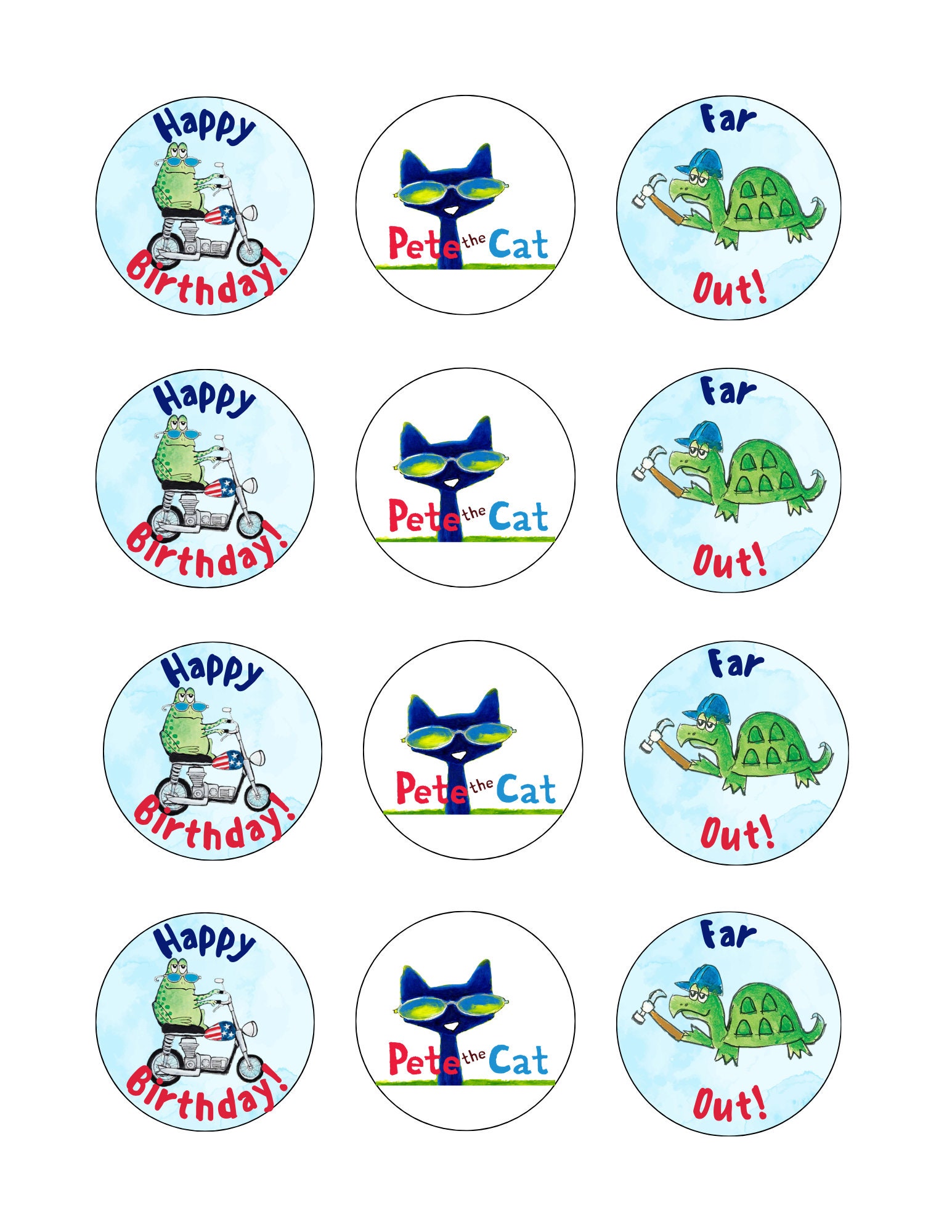Pete Cat Birthday Cupcake Toppers - Etsy