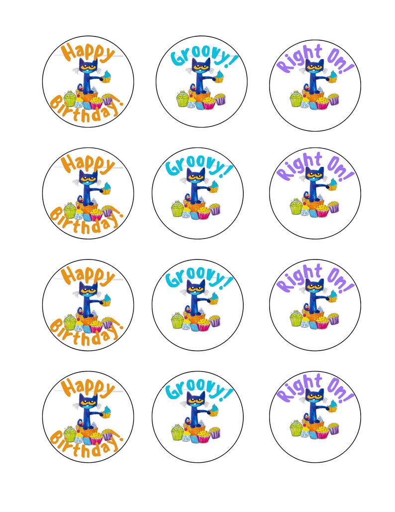 Pete Cat Cupcake Toppers - Etsy