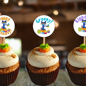 Pete Cat Cupcake Toppers - Etsy