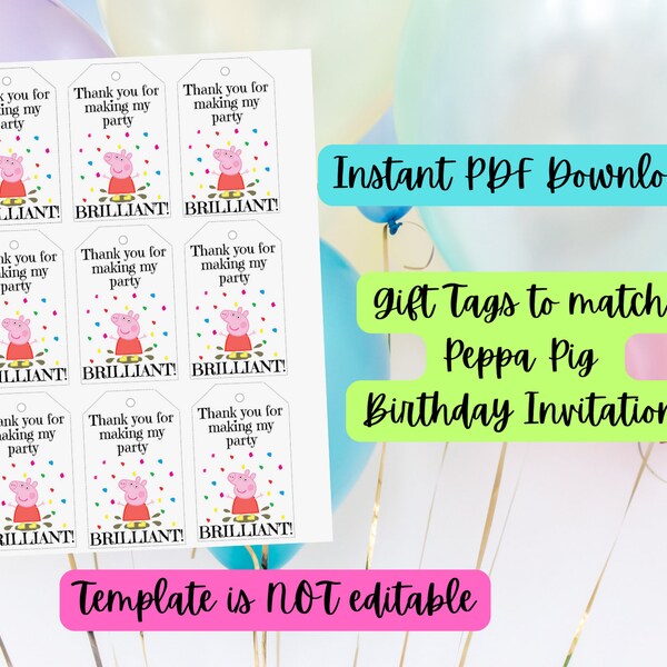 Peppa Pig Tags - Etsy