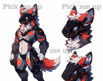 Protogen Adoptable 053 Fox Edition Fursona, Furry Adopt, OC Reference ...