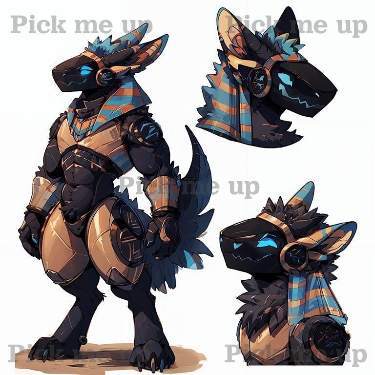Protogen Adoptable 099 Anubis Fox Edition Fursona, Furry Adopt, OC ...