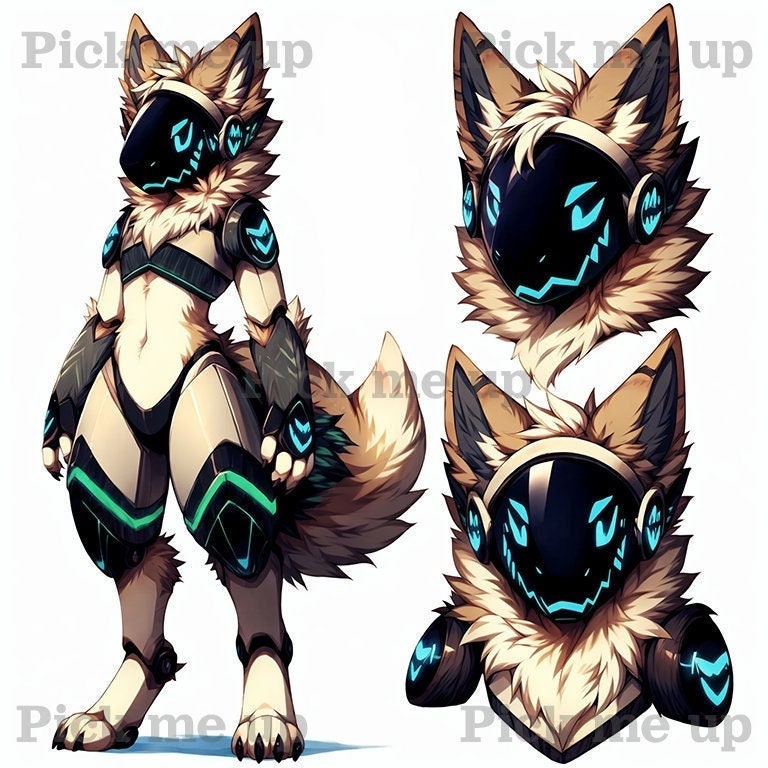 Protogen Adoptable 049 Fox Edition - Fursona, Furry Adopt, OC Reference Sheet - Etsy