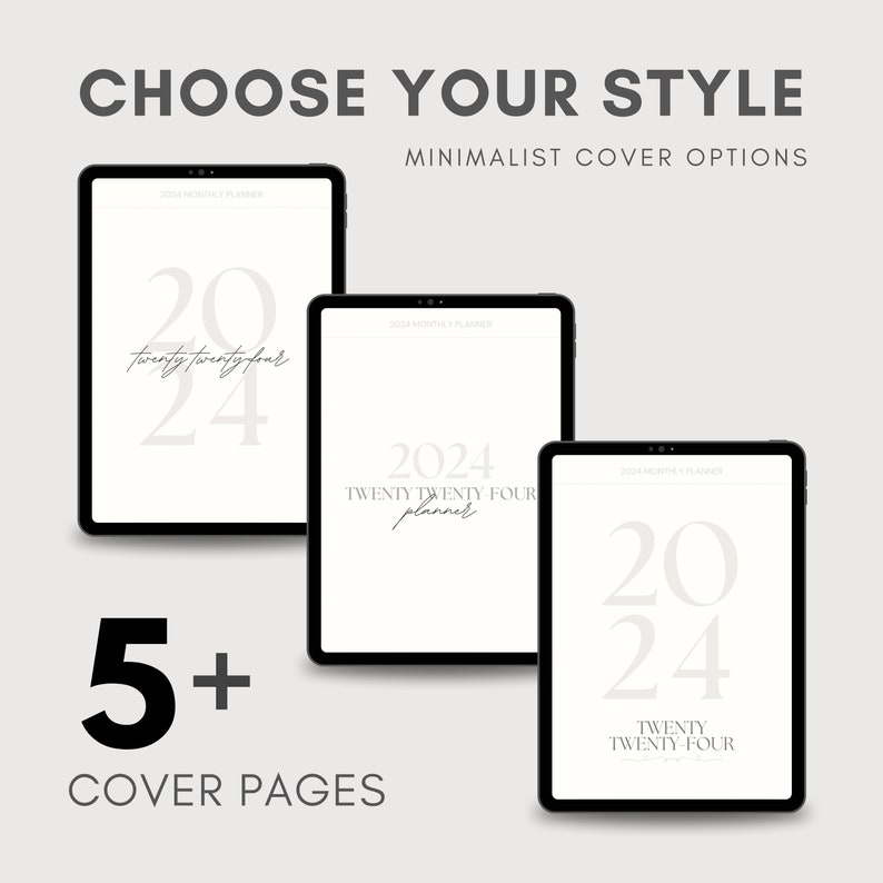 2024 Digital Planner Minimalist Digital Planner Portrait, Monthly - Etsy