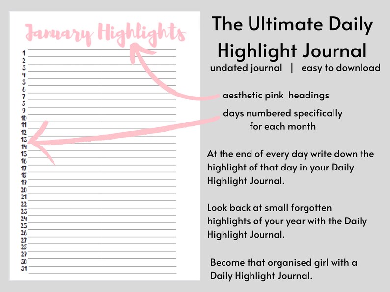 Ultimate Daily Highlight Journal - Etsy