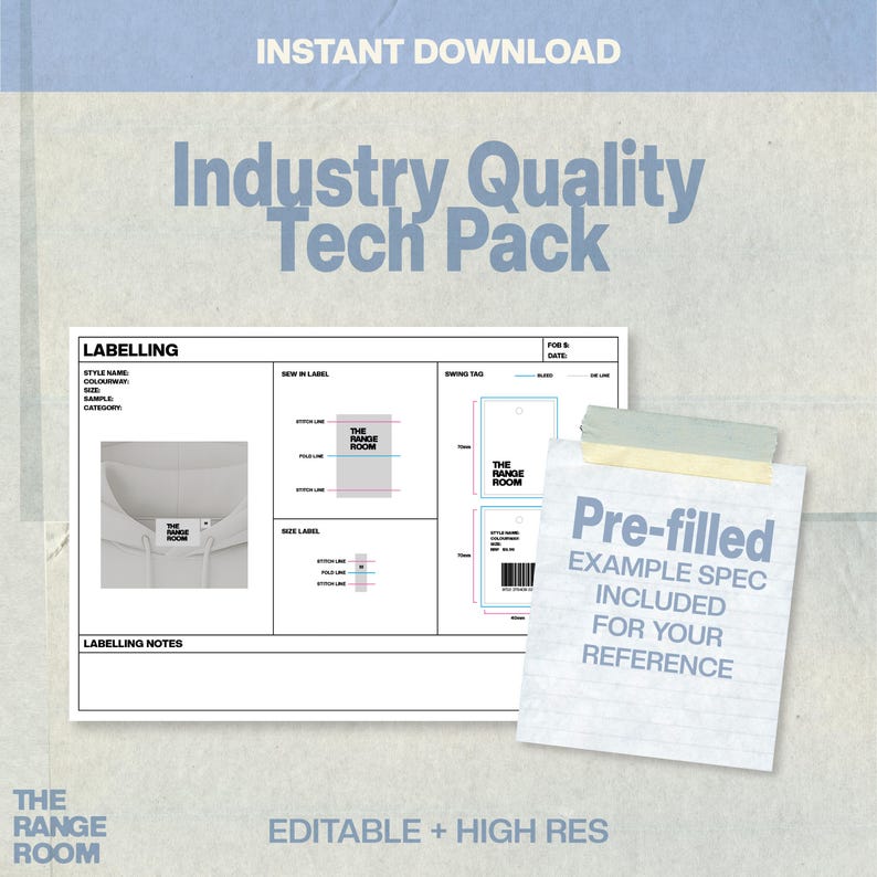 Fashion Tech Pack Template | Editable Specification Sheets (digital ...