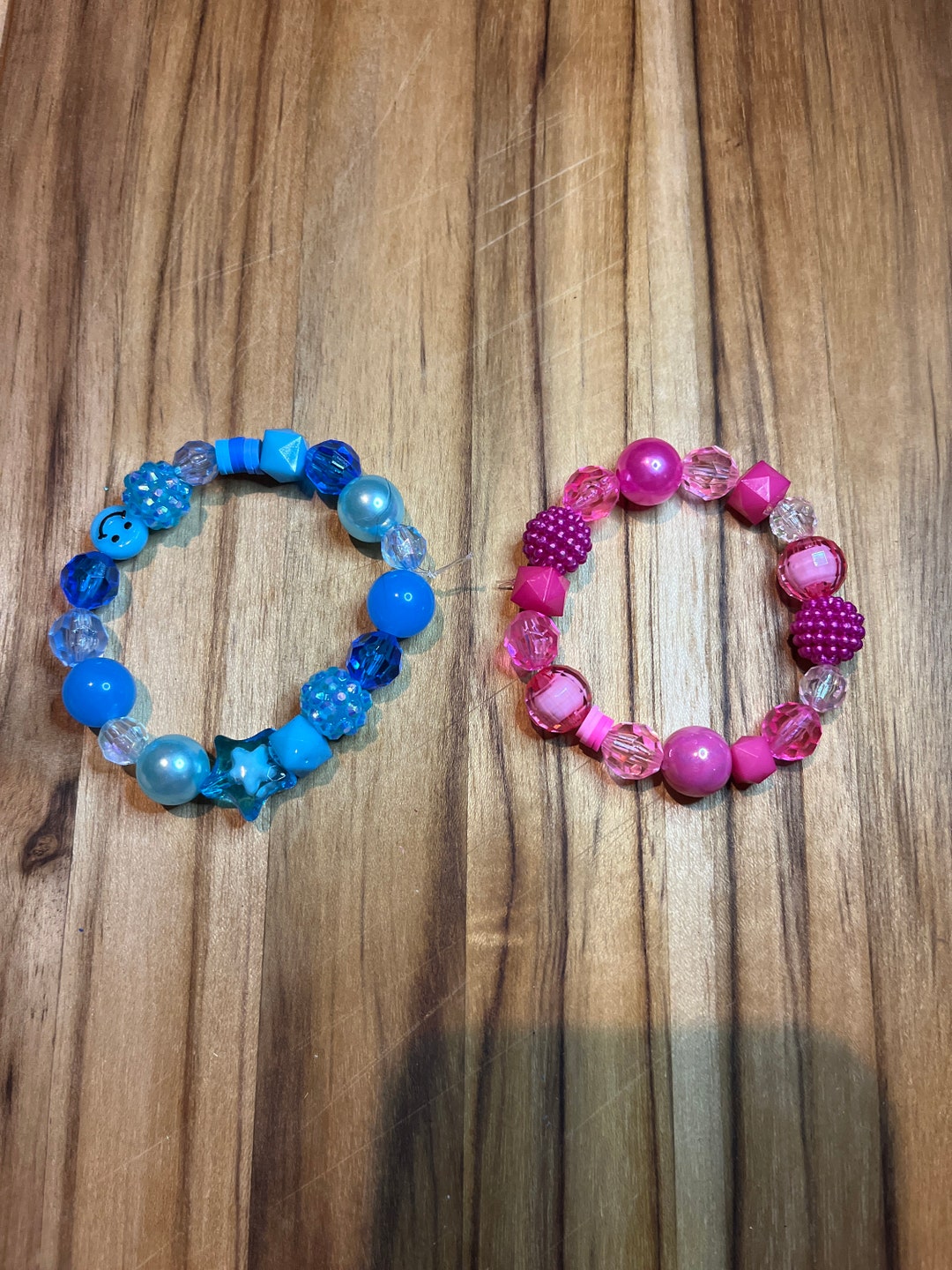 Pink and Blue Bracelet Set - Etsy