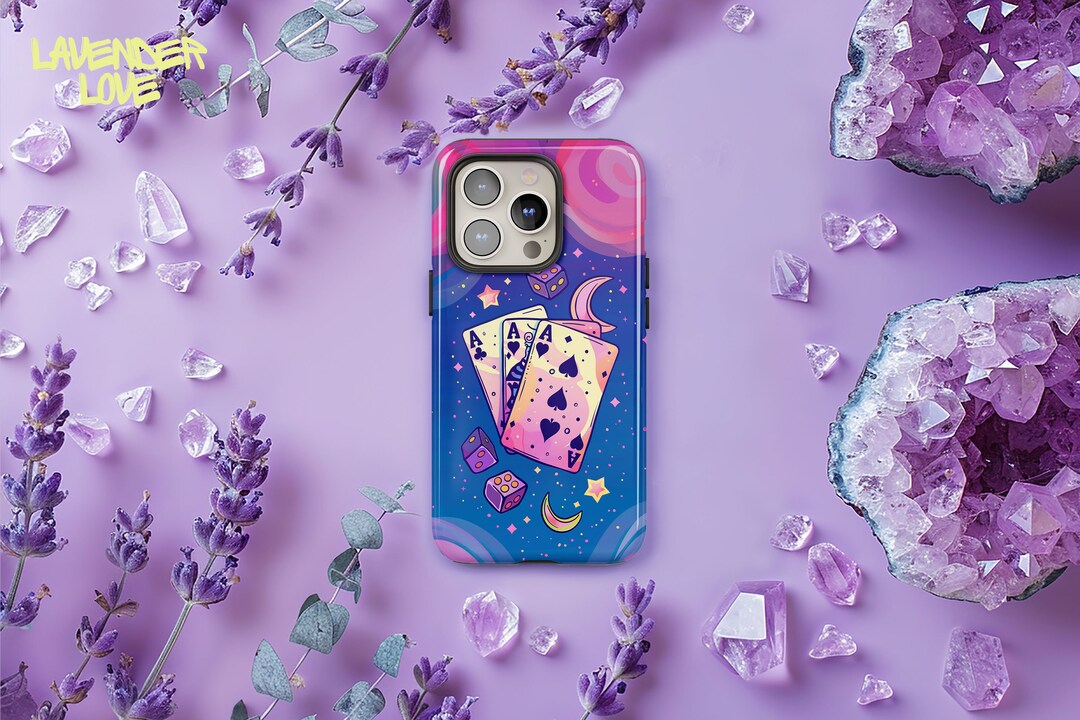 Pastel Playing Cards Phone Case, Celestial Cover, Hearts Sun Moon Stars ...