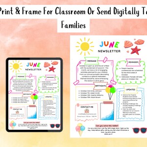 Newsletter Template, Editable Newsletter, Monthly Newsletter, School ...