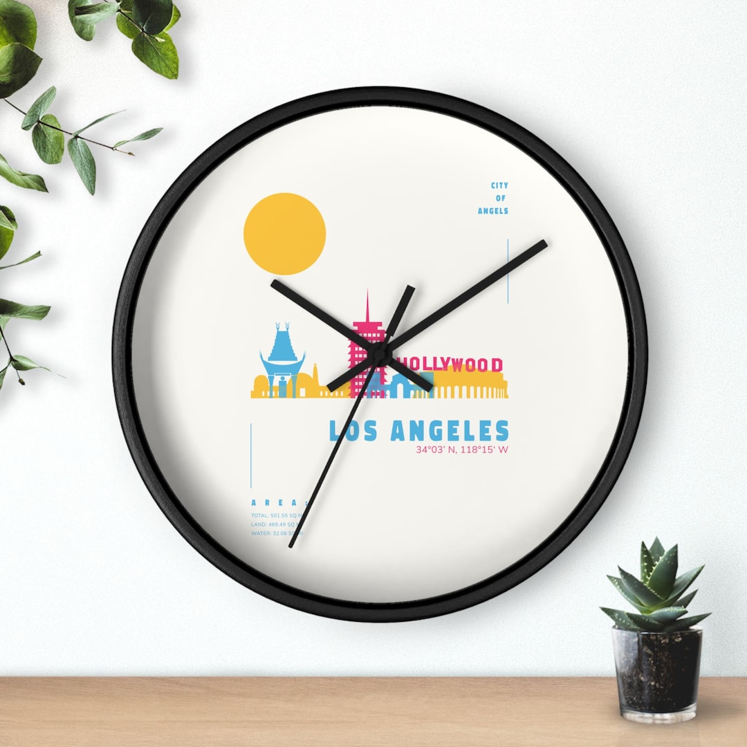 Los Angeles City Wall Clock: Retro LA Home Decor, Modern Design - Etsy