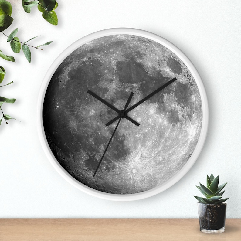 Moon Wall Clock - Celestial Home Decor, Modern Astronomer Clock, Unique ...