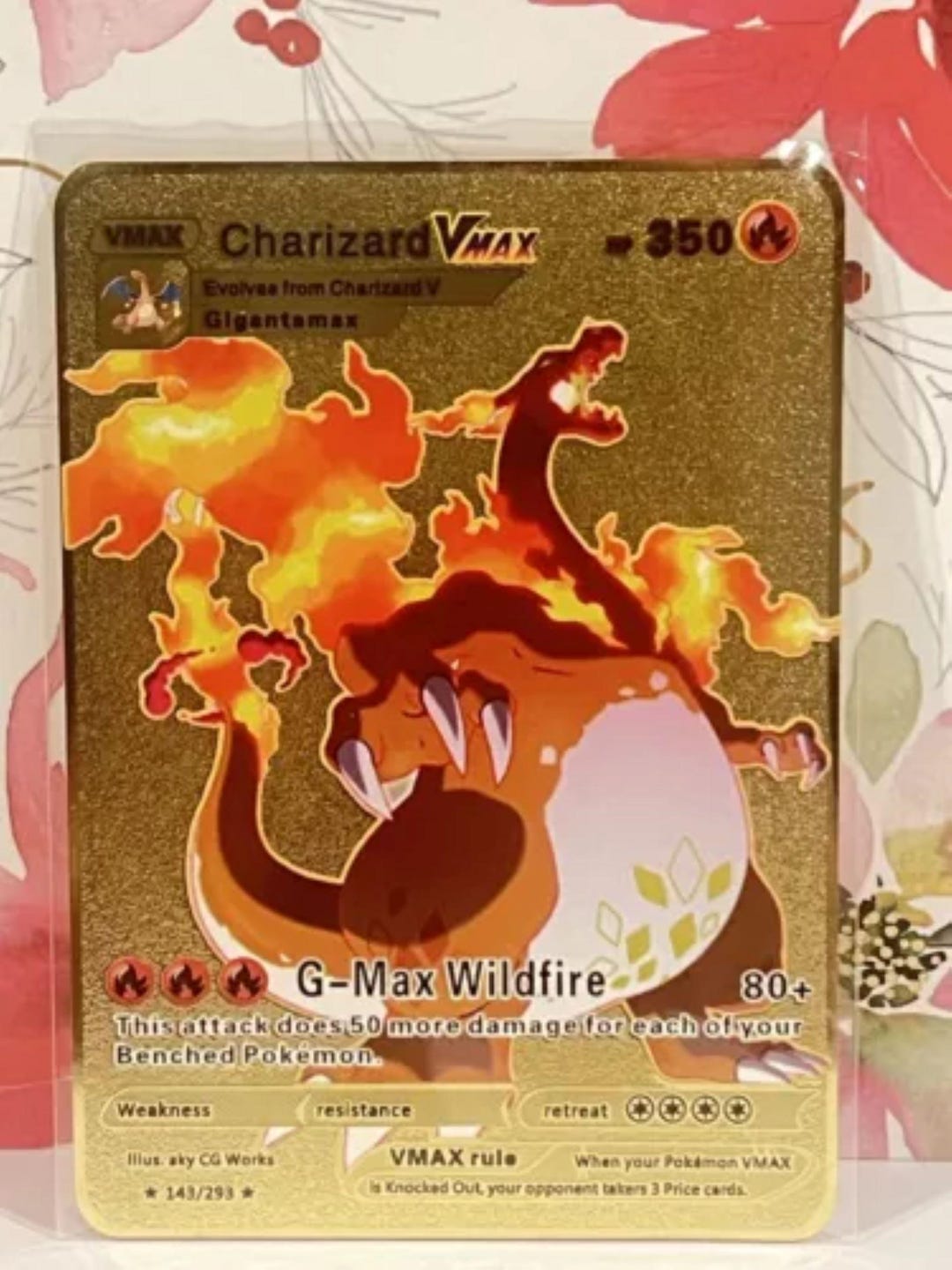 Charizard Vmax Gold Metal Pokémon Card Fan Art/collectible/gift - Etsy