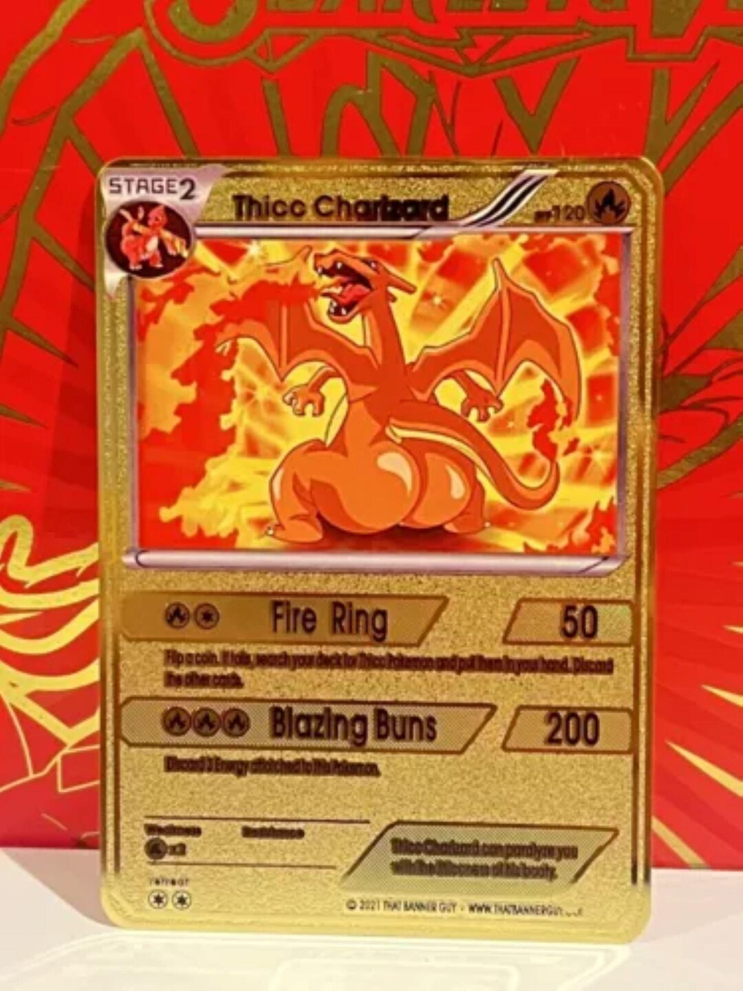 Thicc Charizard Gold Metal Pokémon Card-collectible/gift/display - Etsy