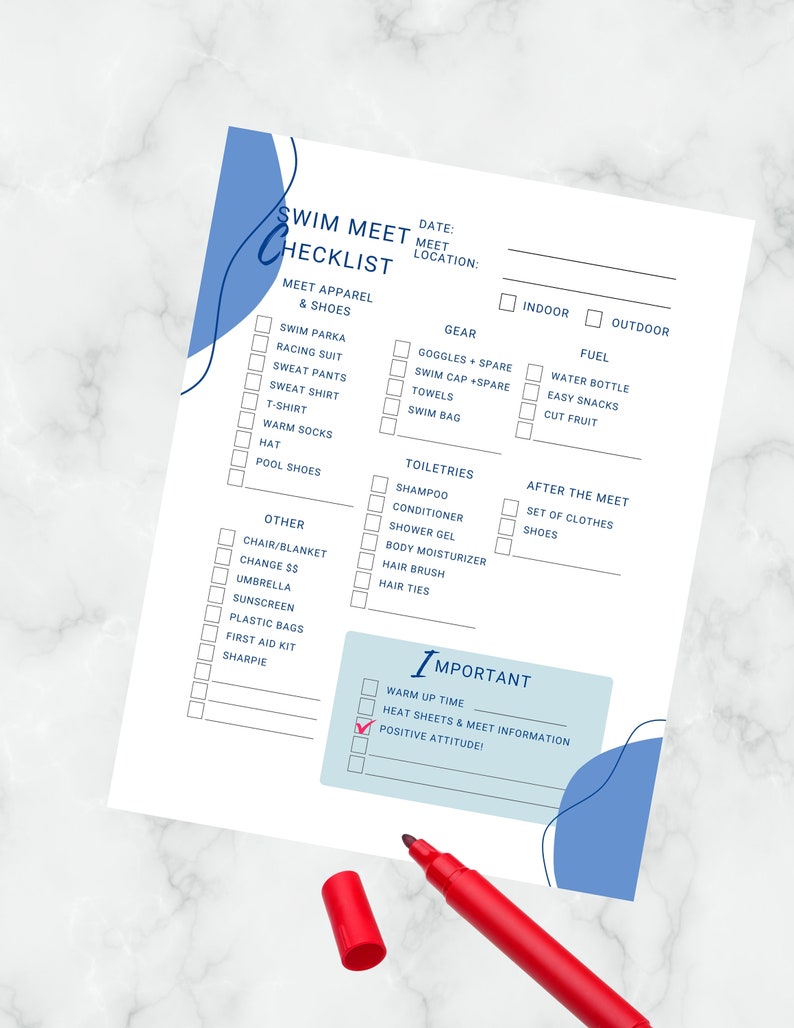 Swim Meet Checklist / Swim Meet Packing List / Never Forget to Pack an ...