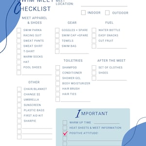Swim Meet Checklist / Swim Meet Packing List / Never Forget to Pack an ...