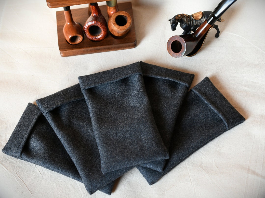 5 Wool Felt Pipe Socks | Travel Pouch for Tobacco Pipe | Fold Over Bag ...