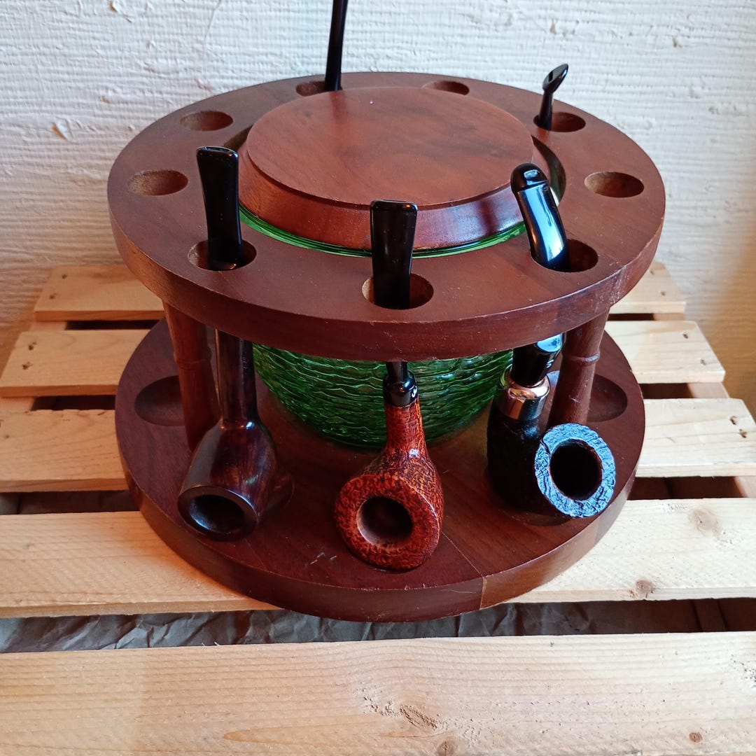 Vintage Tobacco Jar and Pipe Stand for 9 Pipes - Etsy