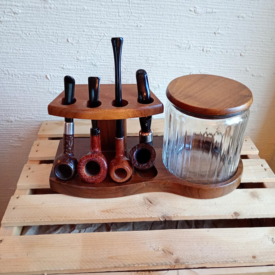 Vintage Tobacco Jar and Pipe Stand for 4 Pipes - Etsy