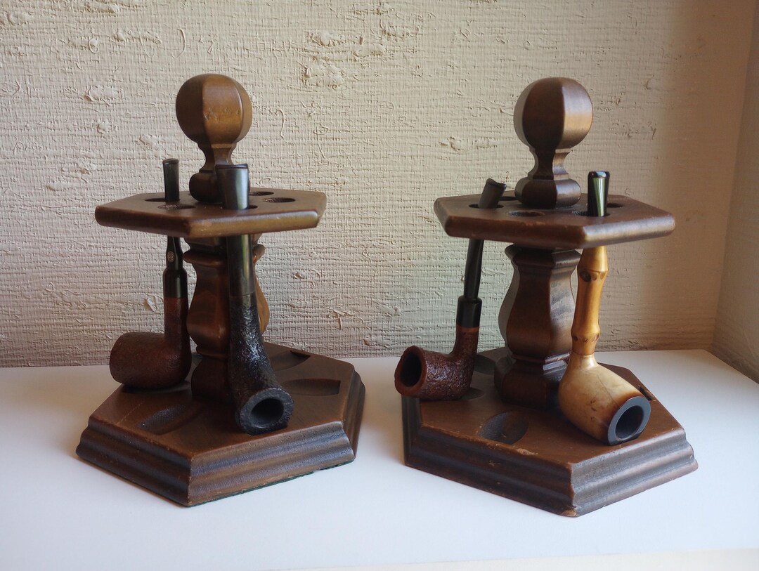 2 Vintage Wooden Pipe Stands for 6 Pipes Each - Etsy