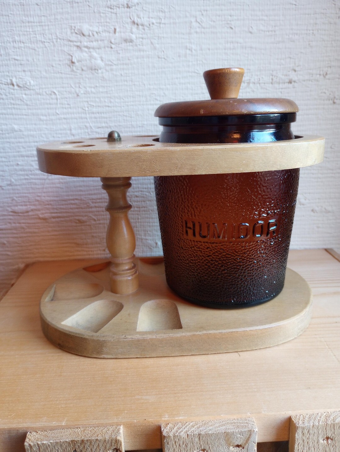 Vintage Tobacco Jar and Pipe Stand for 5 Pipes - Etsy