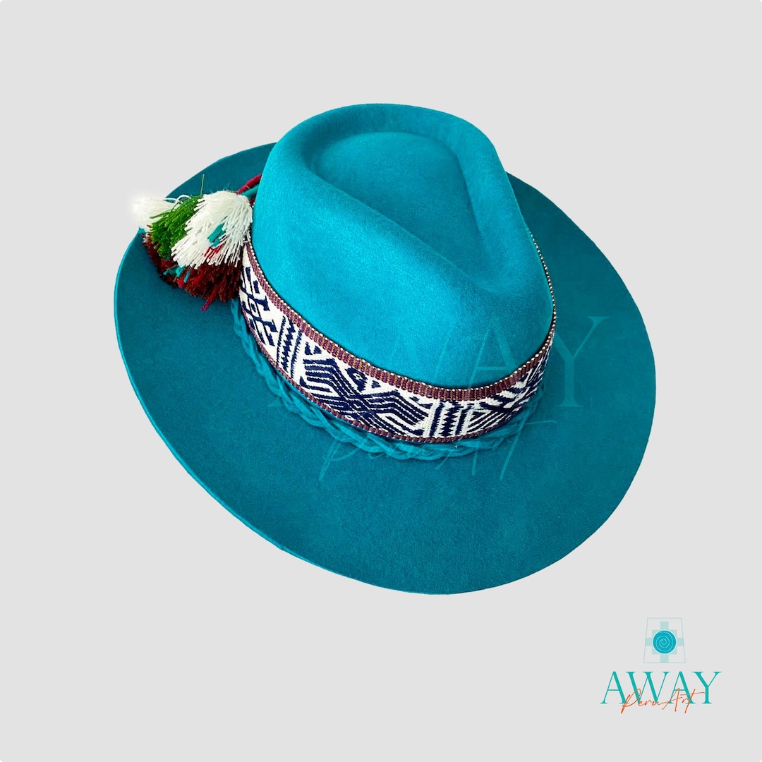 Light Blue Colored Andean Hat, Fedora Hat, Peruvian Artisan-made Hat ...