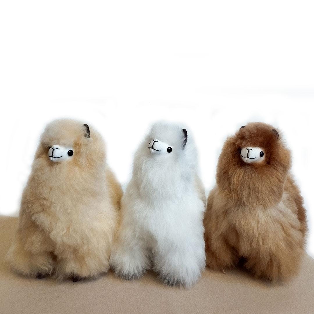 100% Real Alpaca Fur Toy, Extremely Soft Stuffed Beige Toy, Adorable ...